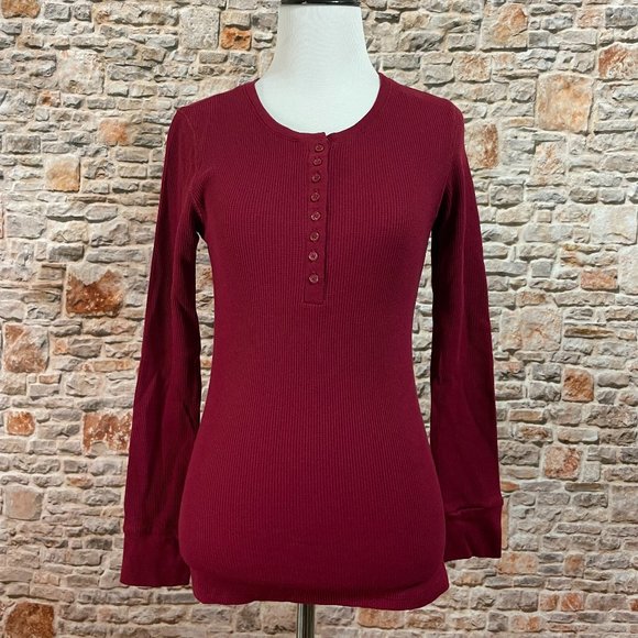 Active Basic | Tops | Nwt Active Basic Red Henley Thermal Long Sleeve Top | Poshmark